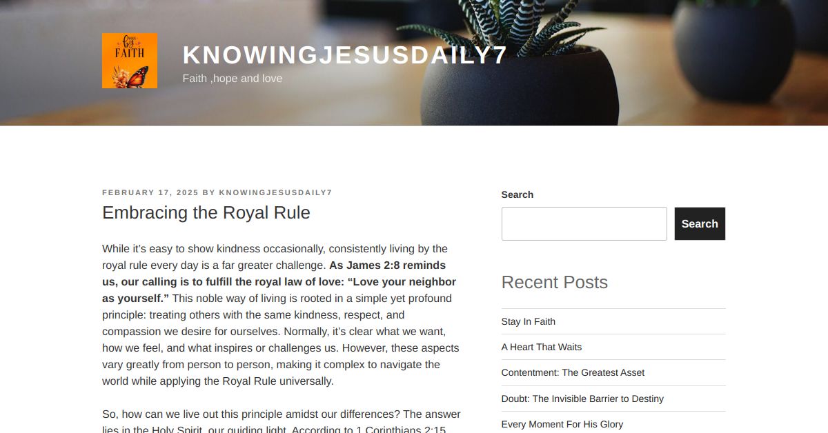 Embracing the Royal Rule – knowingjesusdaily7