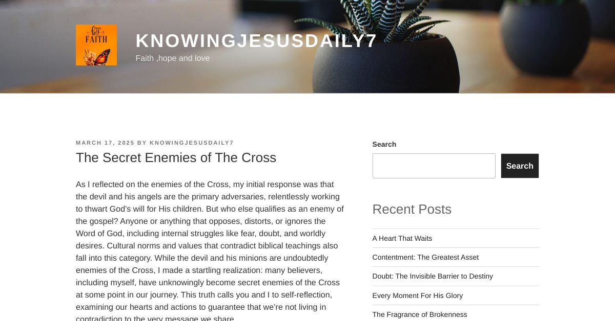 The Secret Enemies of The Cross – knowingjesusdaily7